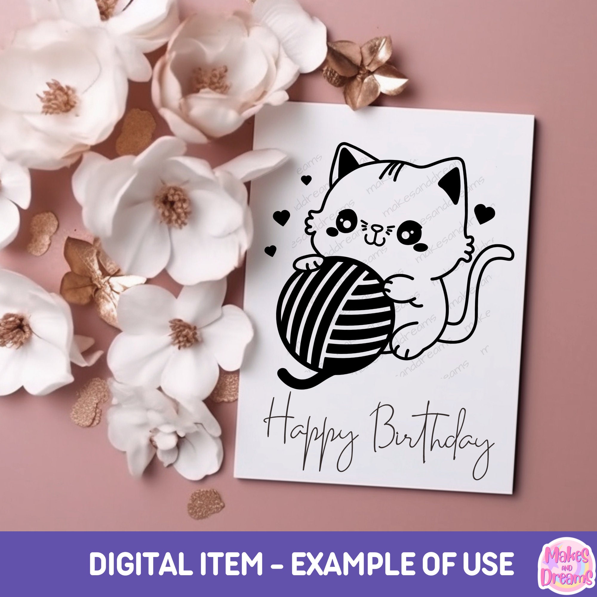 Kawaii Cat Yarn Clipart Cute Baby Cat Clip Art Yarn Svg - Etsy