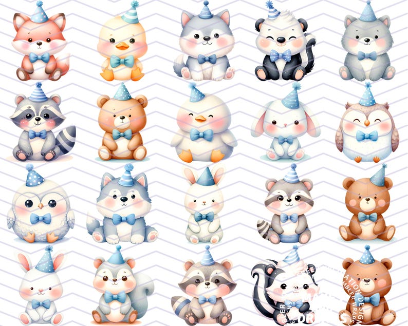 Cute Animal Birthday Party Clipart, Woodland Animals Birthday PNG ...