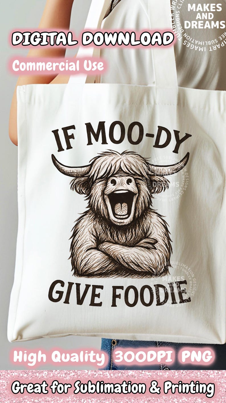 Grumpy Highland Cow Png, Cranky Cow Png Fluffy Cow Grumpy Humor Graphic ...