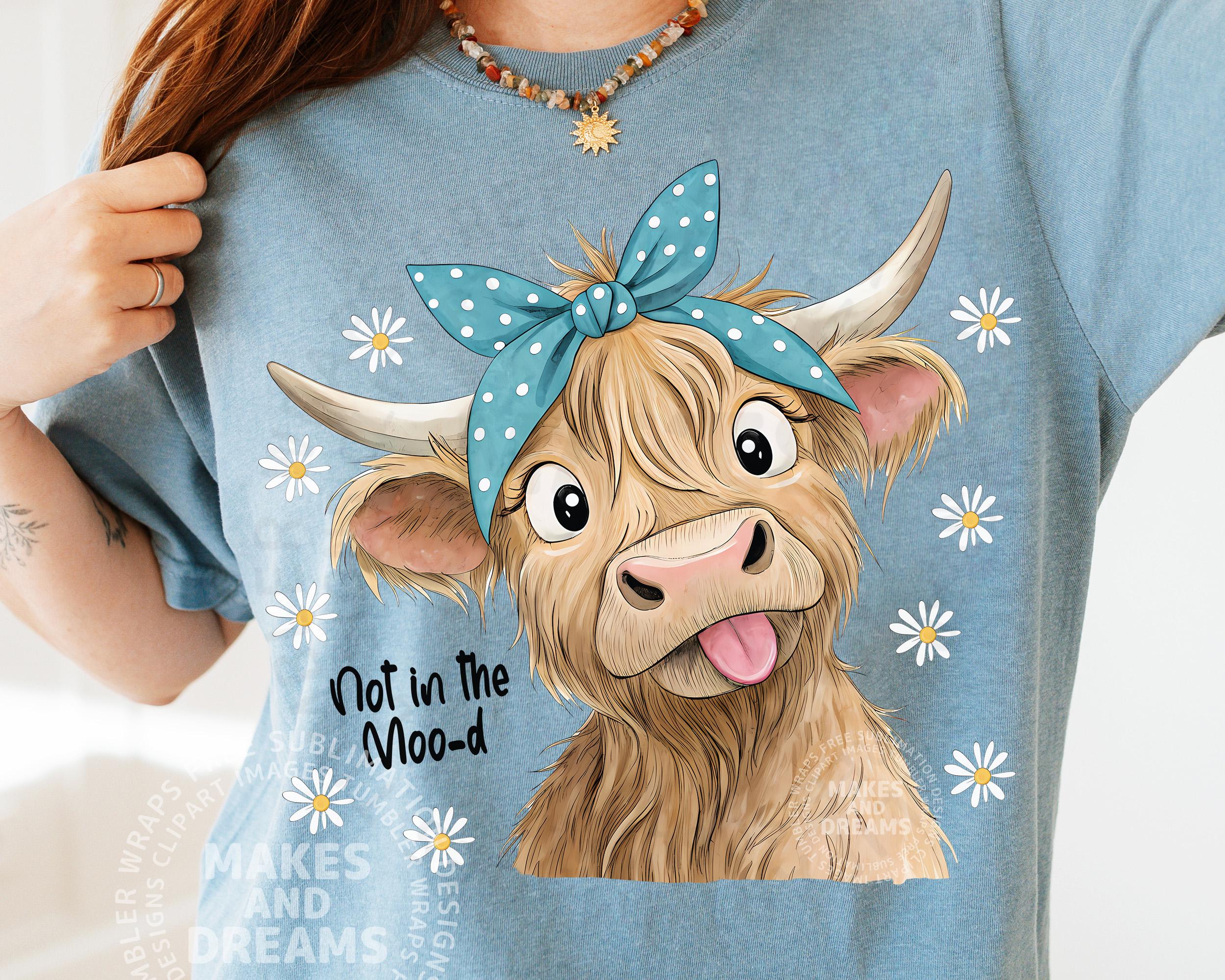 Grumpy Highland Cow Png, Cranky Cow Png Fluffy Cow Grumpy Humor Graphic ...