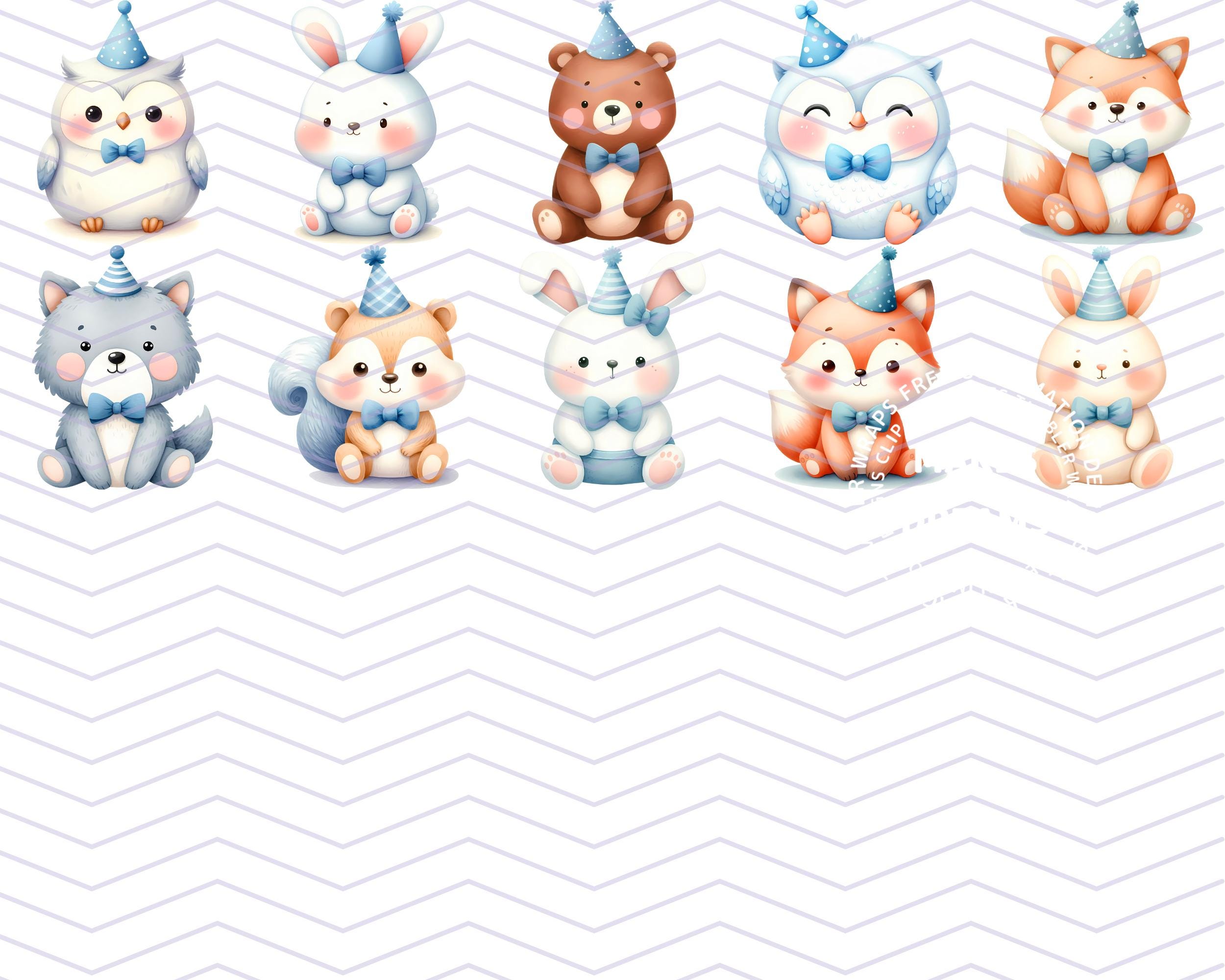 Cute Animal Birthday Party Clipart, Woodland Animals Birthday PNG ...