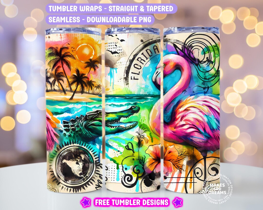 Florida State Stamp PNG Vintage Stamp 20oz Skinny Tumbler Sublimation ...