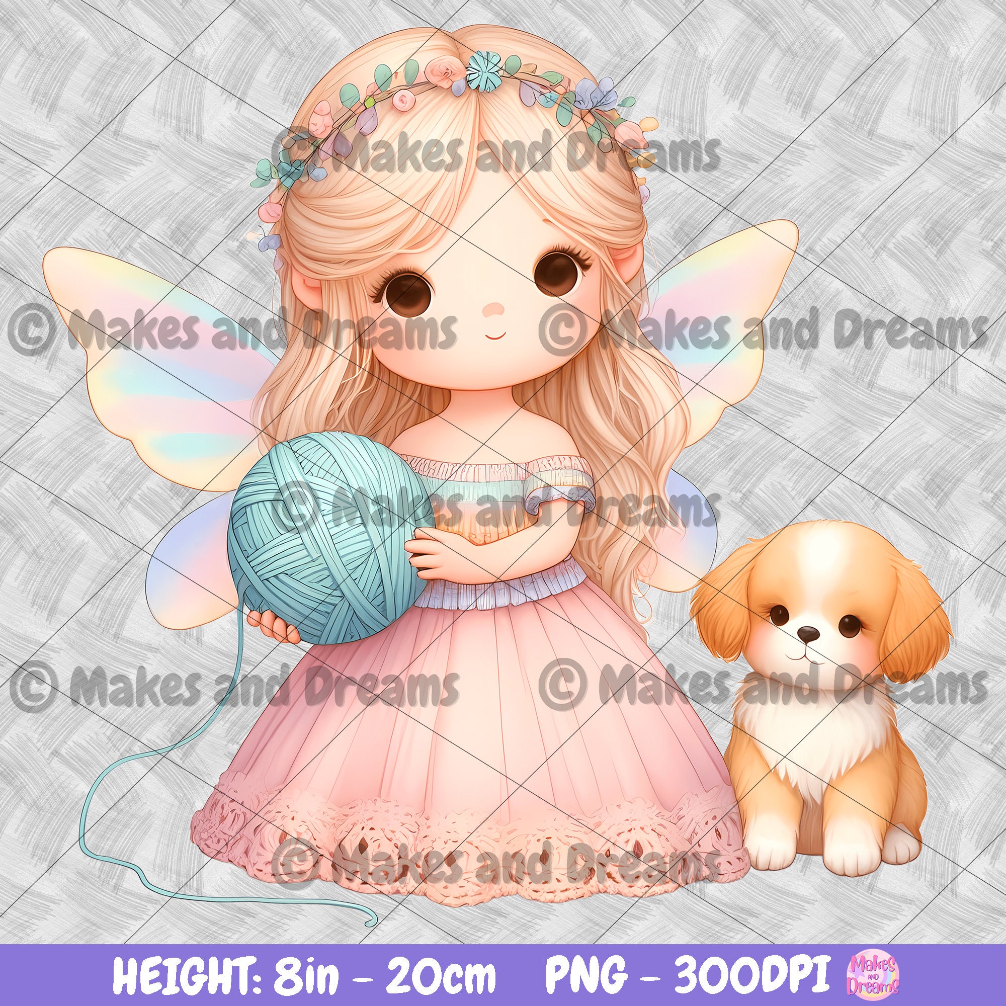 Yarn Clipart Image Bundle Watercolor Yarn Fairy Clip Art Cute Crochet ...