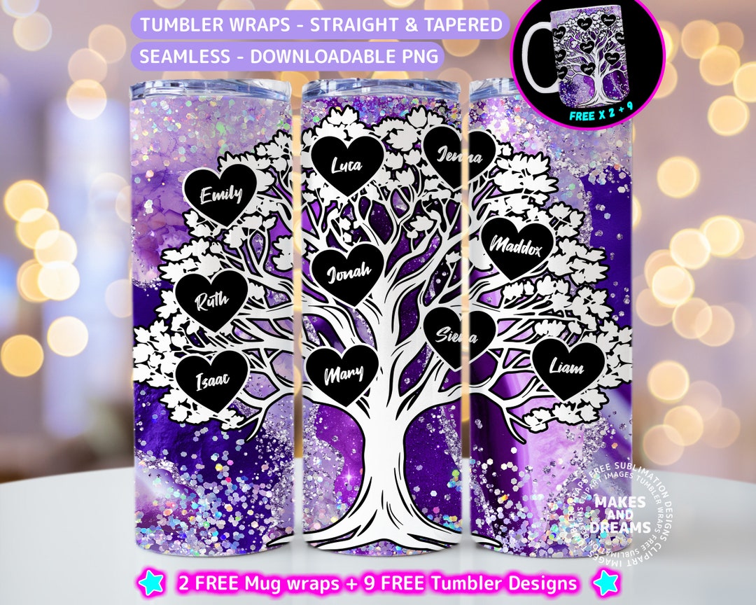 Family Tree Generational Family Tumbler Wrap 20 Oz Skinny Sublimation ...