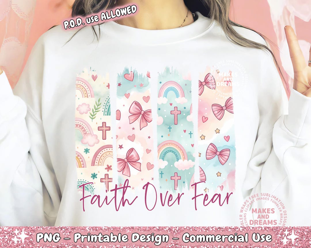 Faith Over Fear Pink Bow Png, Positive Affirmation PNG, Coquette ...
