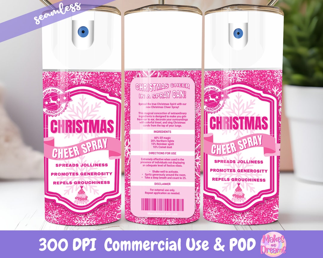 Seamless Christmas Cheer Spray 20oz Skinny Tumbler Wrap Be Gone Tumbler ...