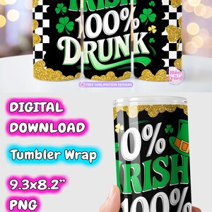 St Patrick's Day Shamrock Tumbler Wrap Png Irish Tumbler 20oz Skinny ...