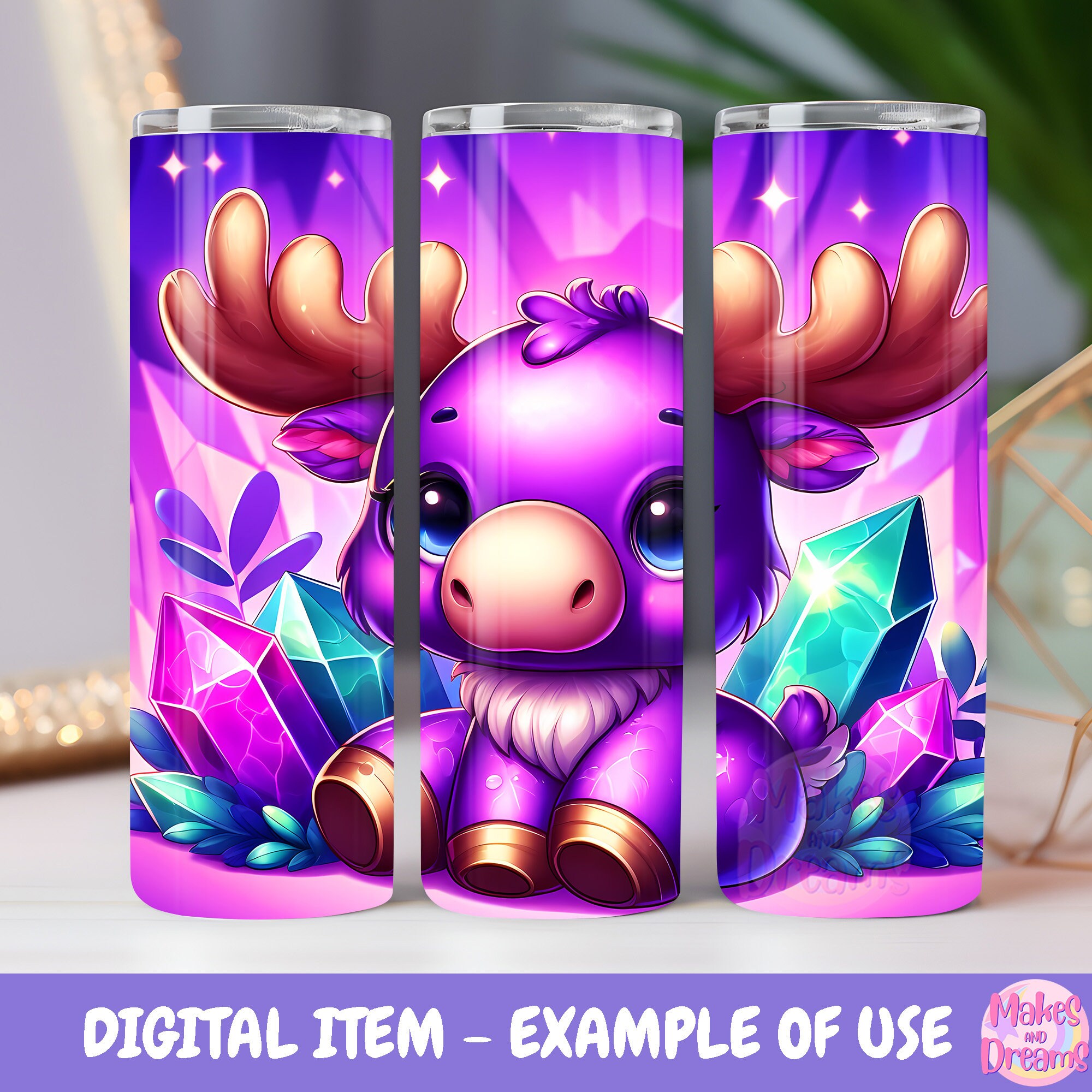 Reindeer 20 Oz Skinny Tumbler Wrap Moose Tumbler Wrap 3d Elk ...