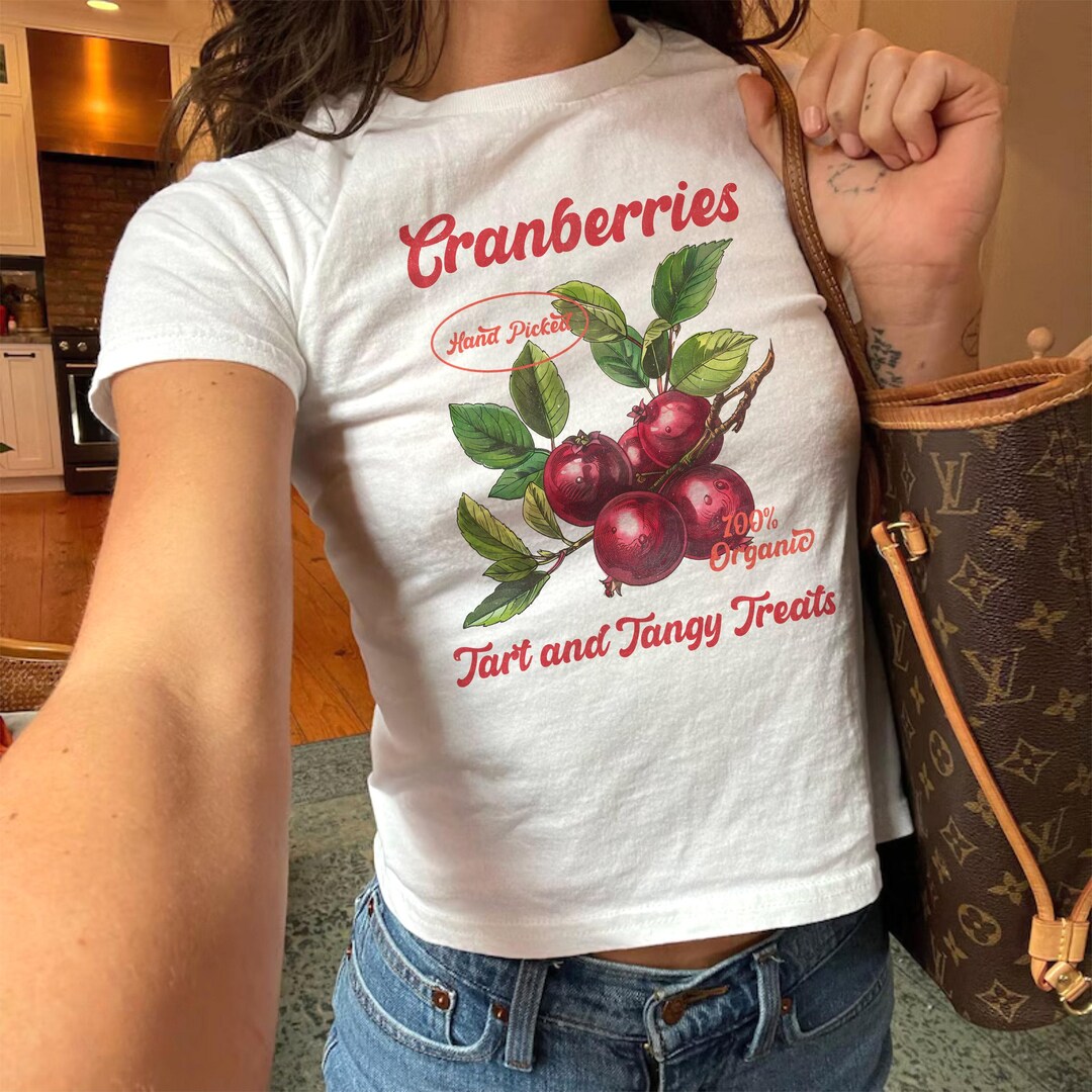 Cranberries Fruit Baby Tee, Vintage Fruit Label Tee, 90s Aesthetic ...