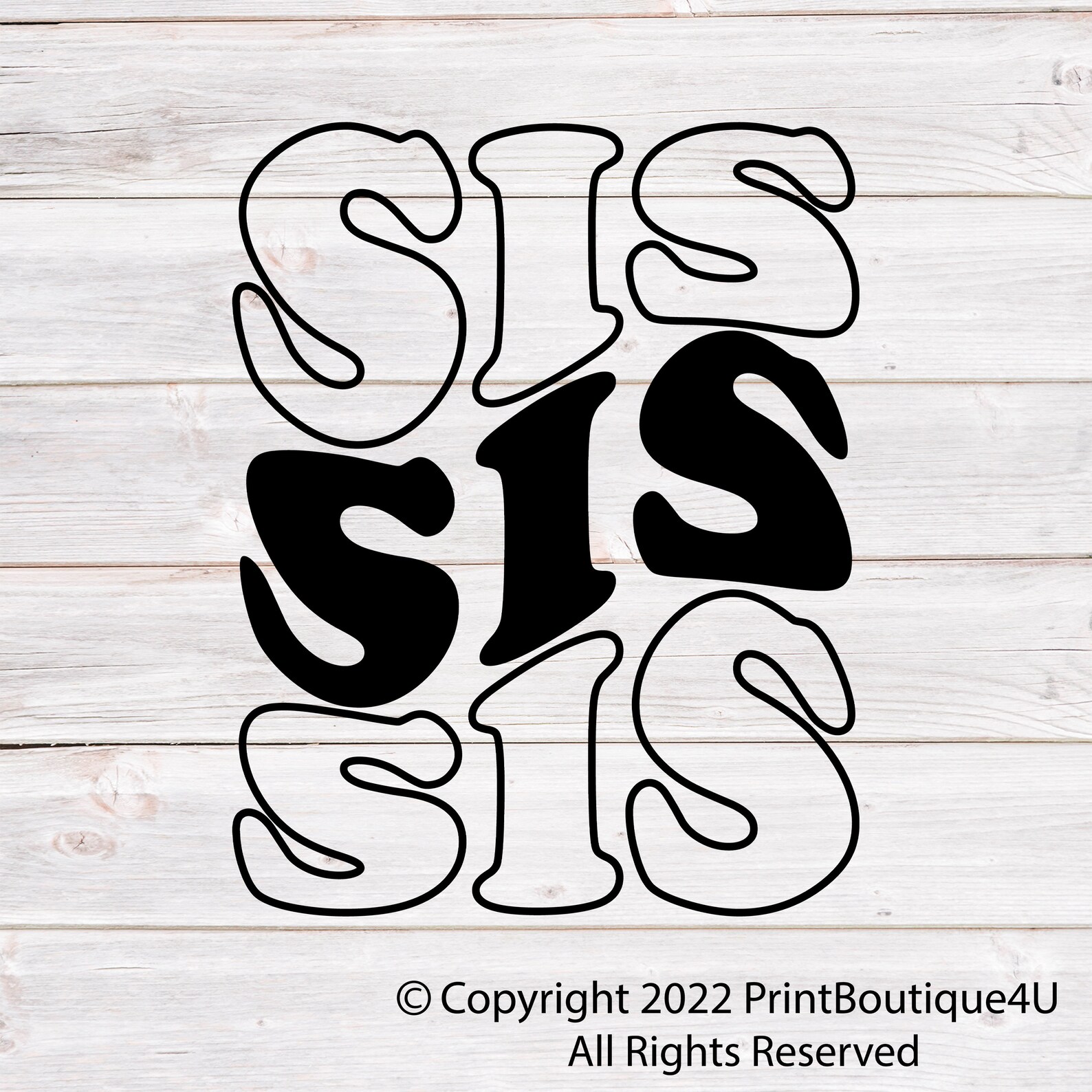 Sis SVG PNG PDF Sister Svg Heart Svg Wavy Letters Svg | Etsy