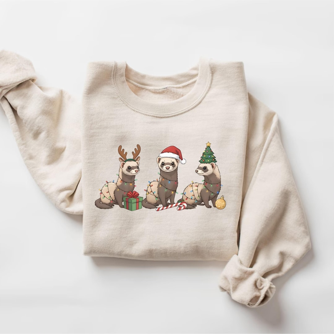 Black Ferret Sweatshirt, Ferret Xmas Sweater, Ferret Lover Shirt, Funny ...