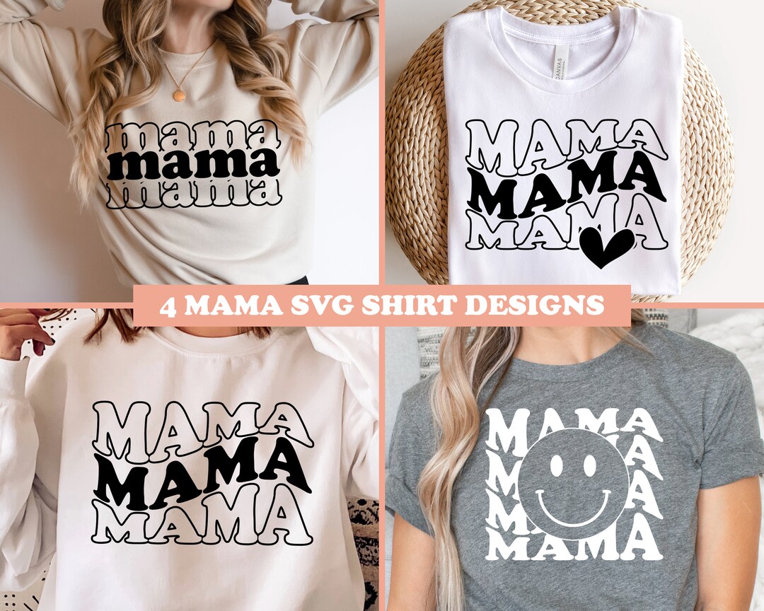 Mama SVG Shirt Designs Bundle 4 SVG PNG Files Black and - Etsy