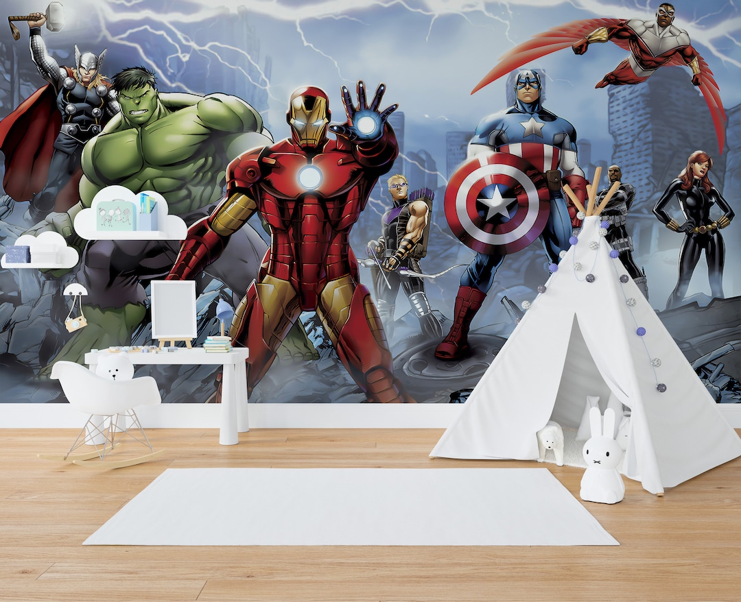 Marvel Heroes Kids Wallpaper, Self Adhisive- Iron Man- Hulk- Marvel ...
