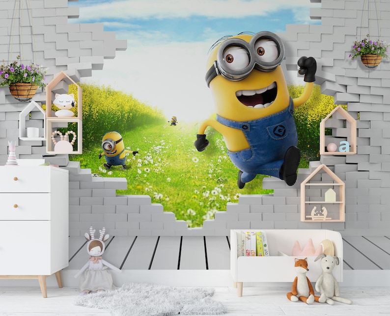 Minions Wallpaper, Kids Room Wallpaper, 3d Kid Wallpaper, Nursery Wall ...