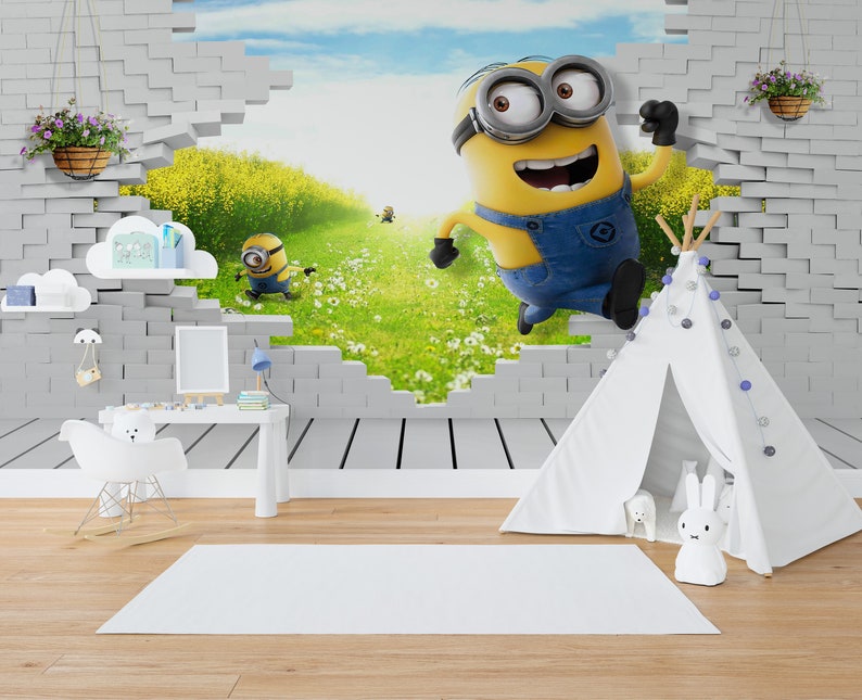 Minions Wallpaper, Kids Room Wallpaper, 3d Kid Wallpaper, Nursery Wall ...