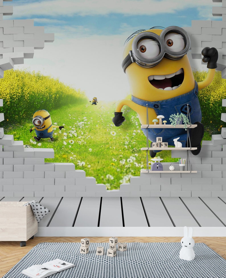 Minions Wallpaper, Kids Room Wallpaper, 3d Kid Wallpaper, Nursery Wall ...