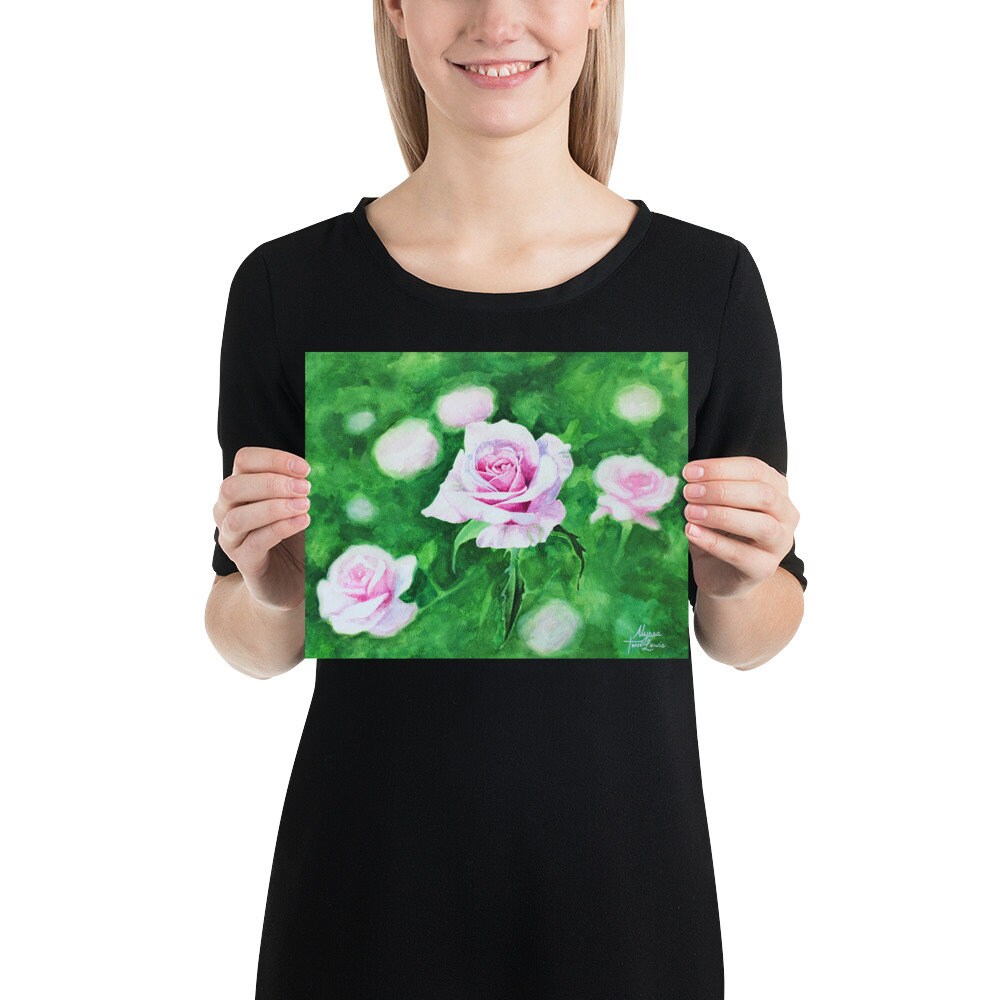 Pretty Pink Tea Rose Watercolor Print 8x10 Inch - Etsy