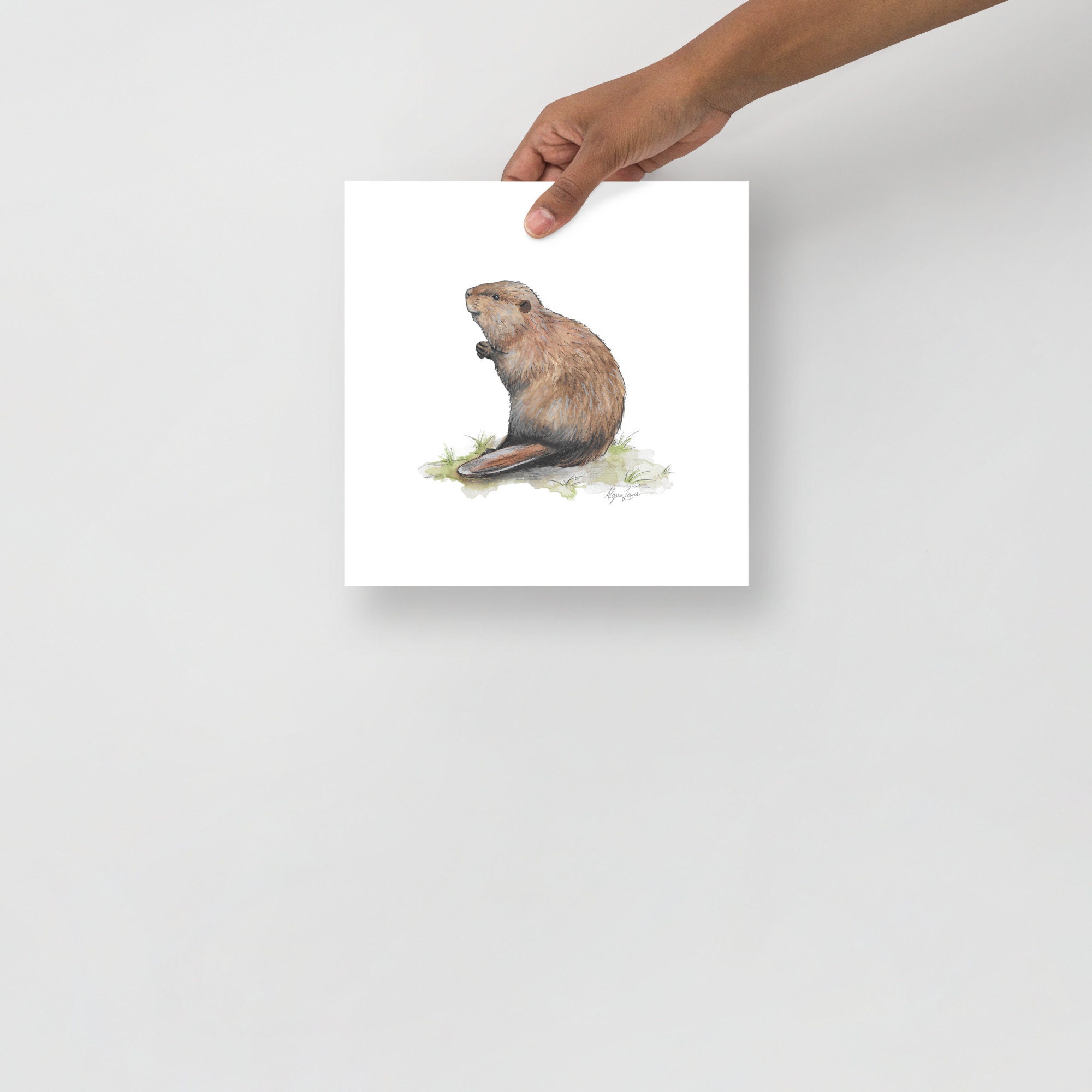 Beaver Watercolor Print - Etsy