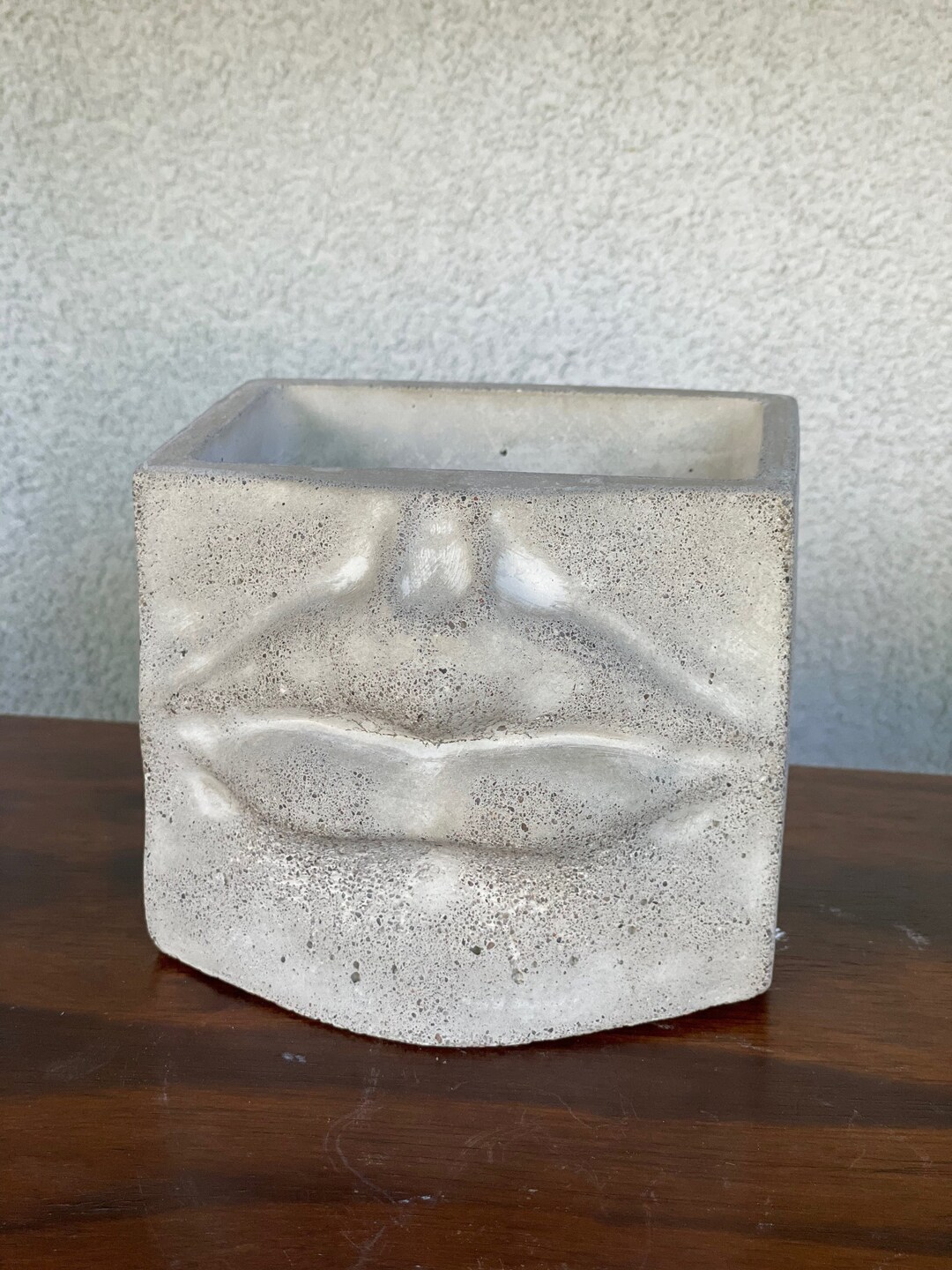 David’s Lips Concrete Planter Storage Face Box Mouth Flowerpot Plant ...