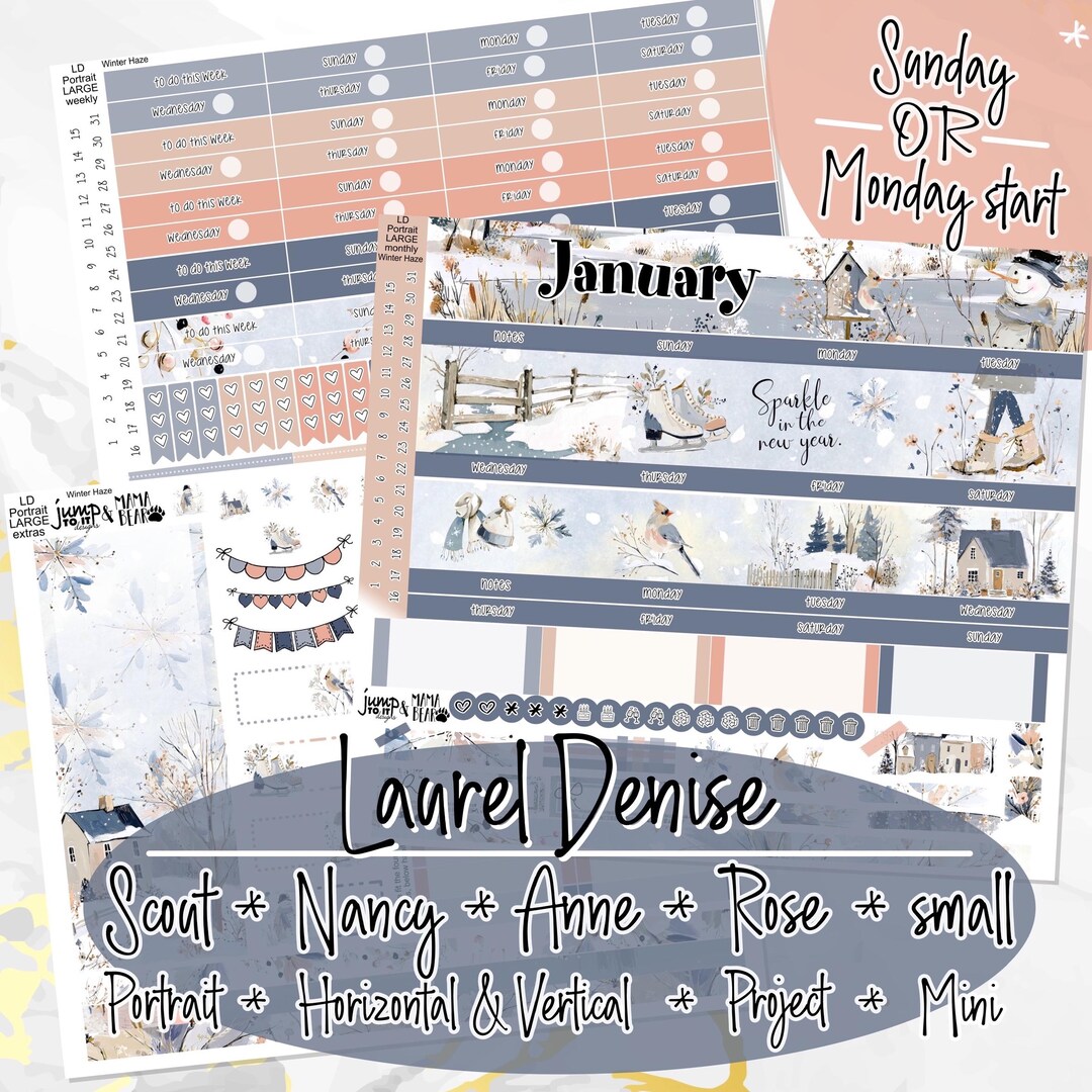 January Winter Haze -for Laurel Denise Planner Stickers -scout/portrait ...