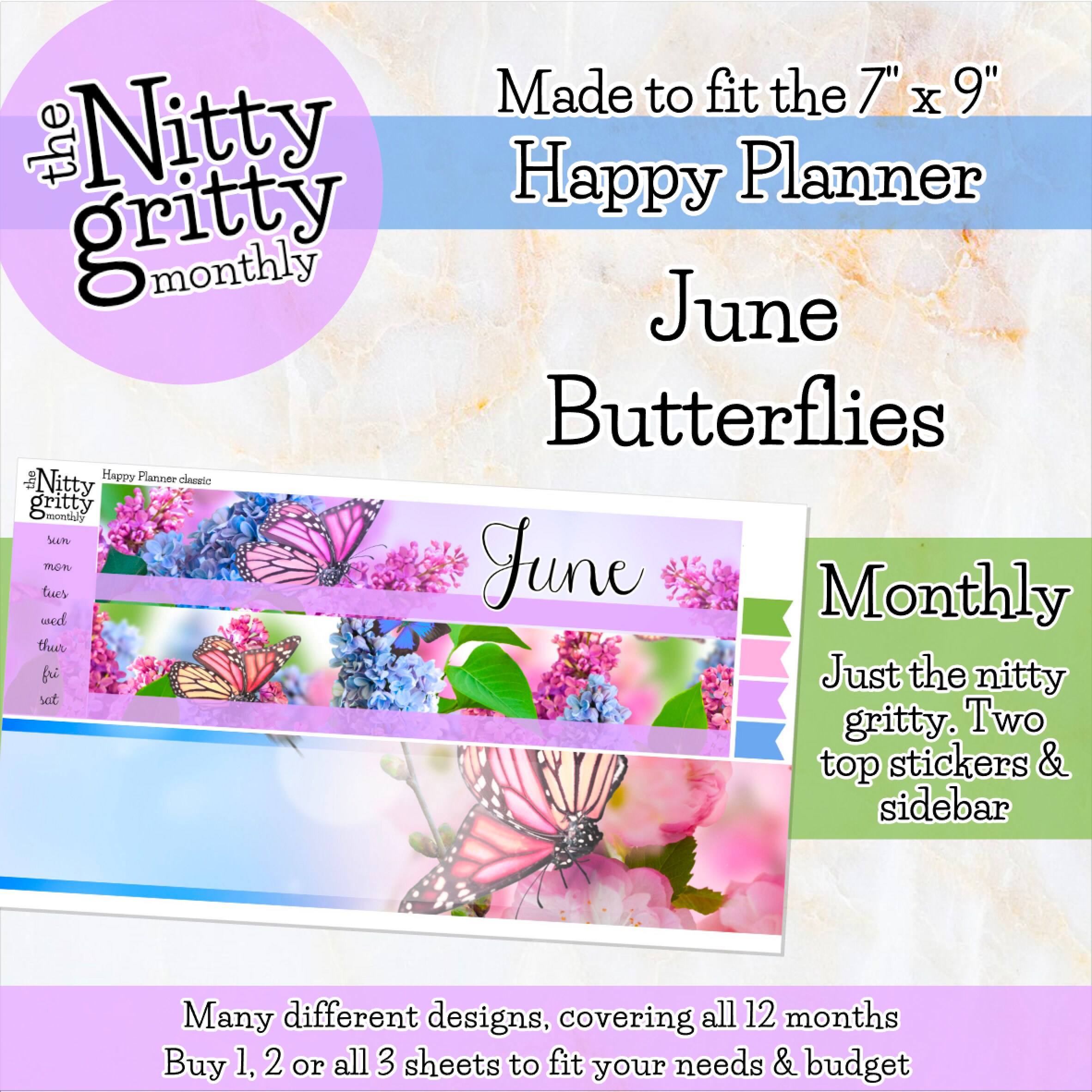 June Butterflies the Nitty Gritty Monthly Happy Planner - Etsy
