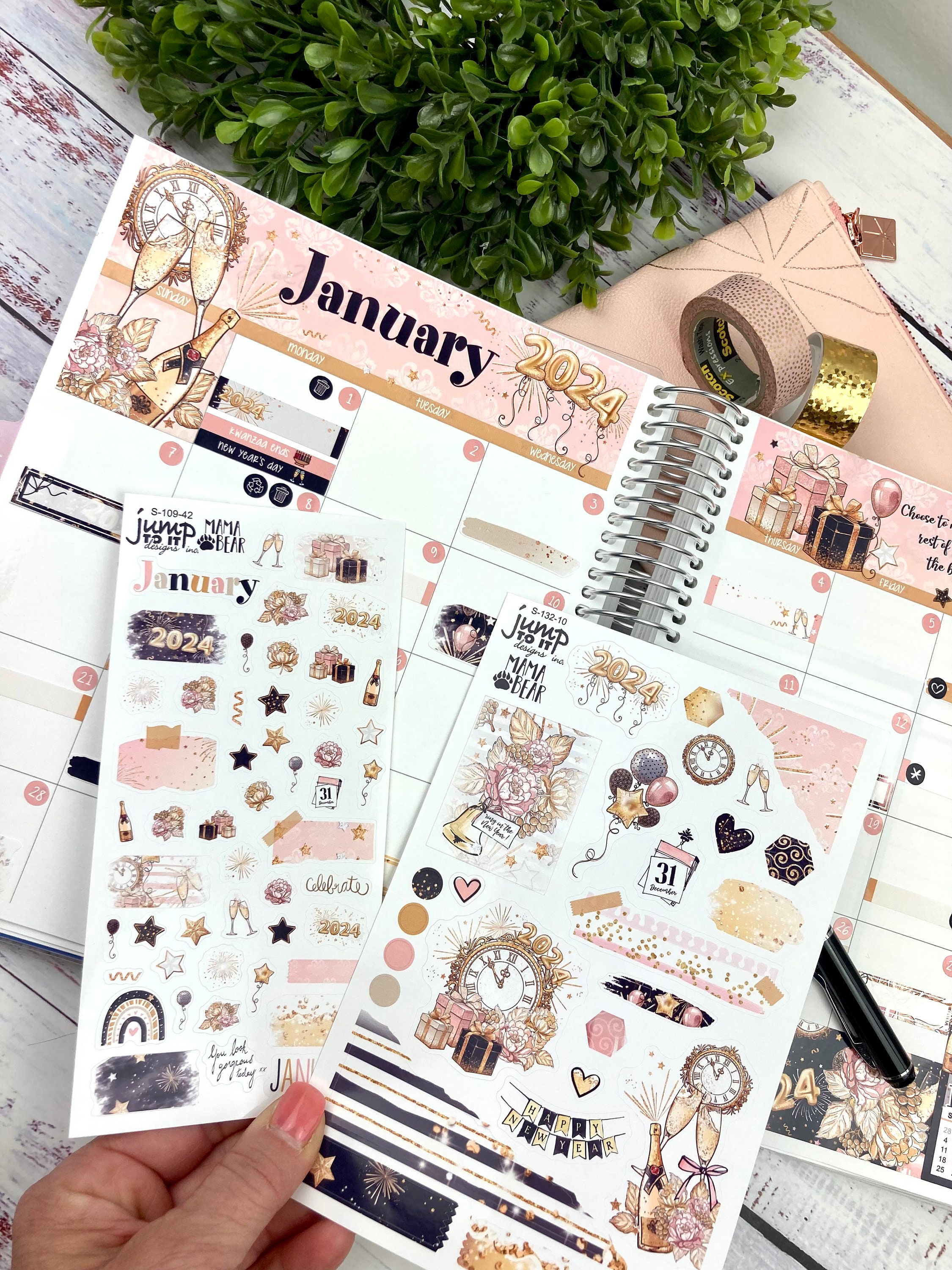 January New Year's Eve '24 Deco Sheet - Planner Stickers (S-109-42) - Etsy