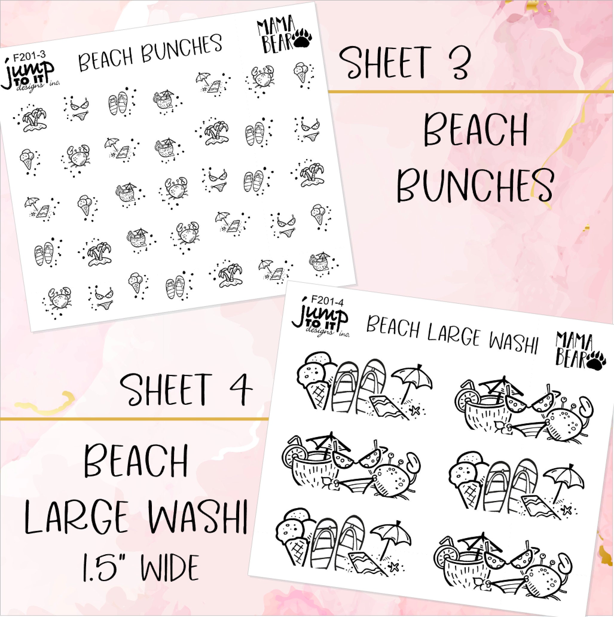 Foil Theme Collection • BEACH • Washi, Swags, Tabs, Deco (F-201) - Etsy