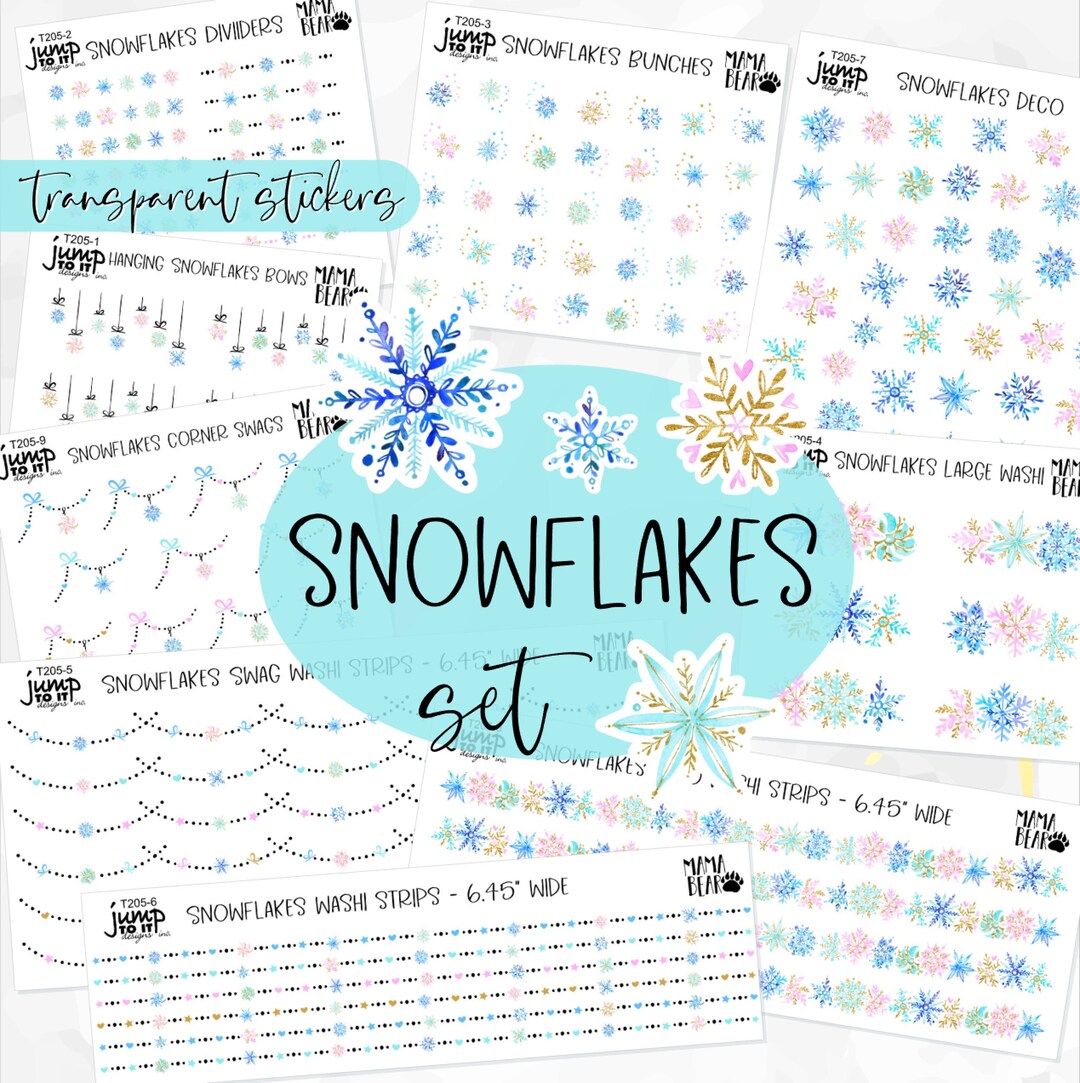 SNOWFLAKES - Sticker Theme Collection - Washi, Swags, Tabs, Deco (T-205 ...
