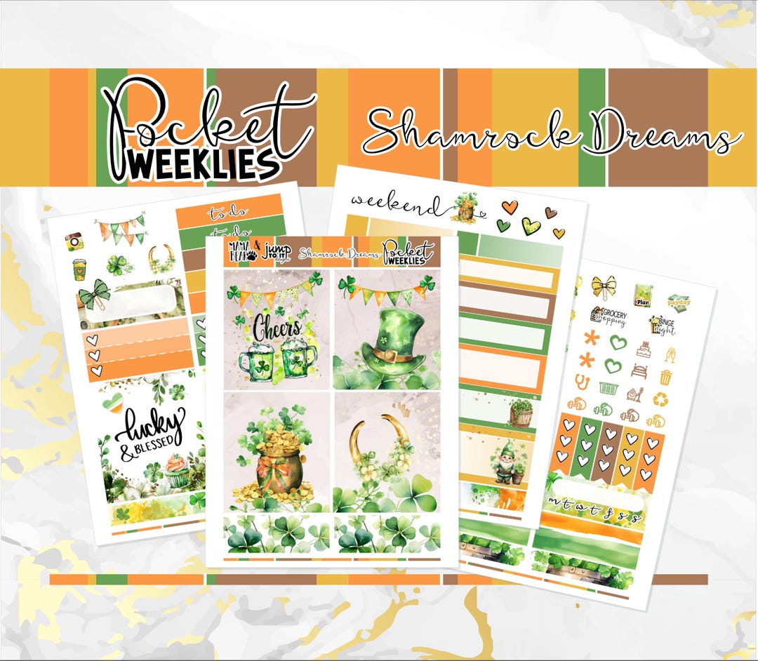 March Shamrock Dreams - POCKET Mini Weekly Kit Planner Stickers - Etsy