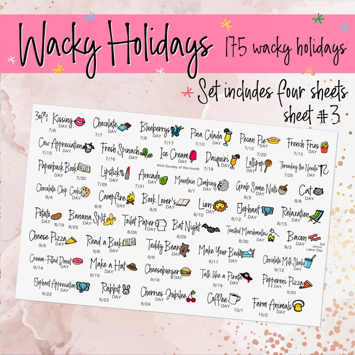 Wacky Holiday Icon Planner Stickers Calendar S-115-3 - Etsy