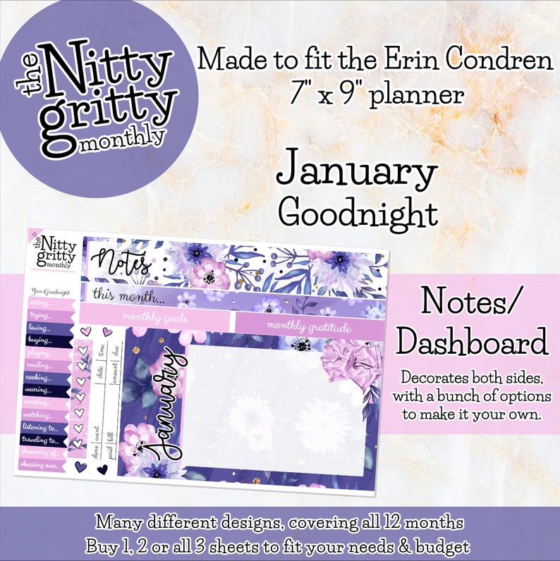 January Goodnight the Nitty Gritty Monthly Erin Condren - Etsy
