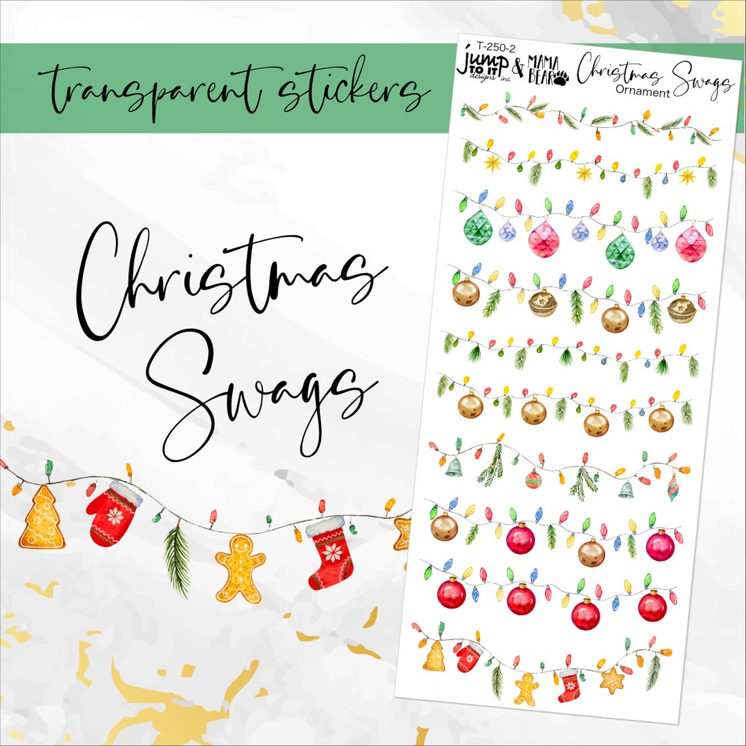 Holiday Christmas Ornament Swags Sheet - Planner Stickers (T-250-2) - Etsy