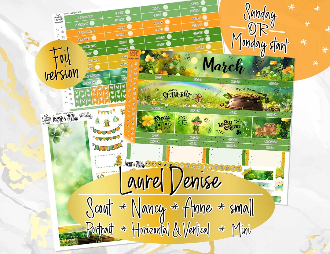 March Lucky Charms FOIL -for Laurel Denise Planner Stickers -scout ...