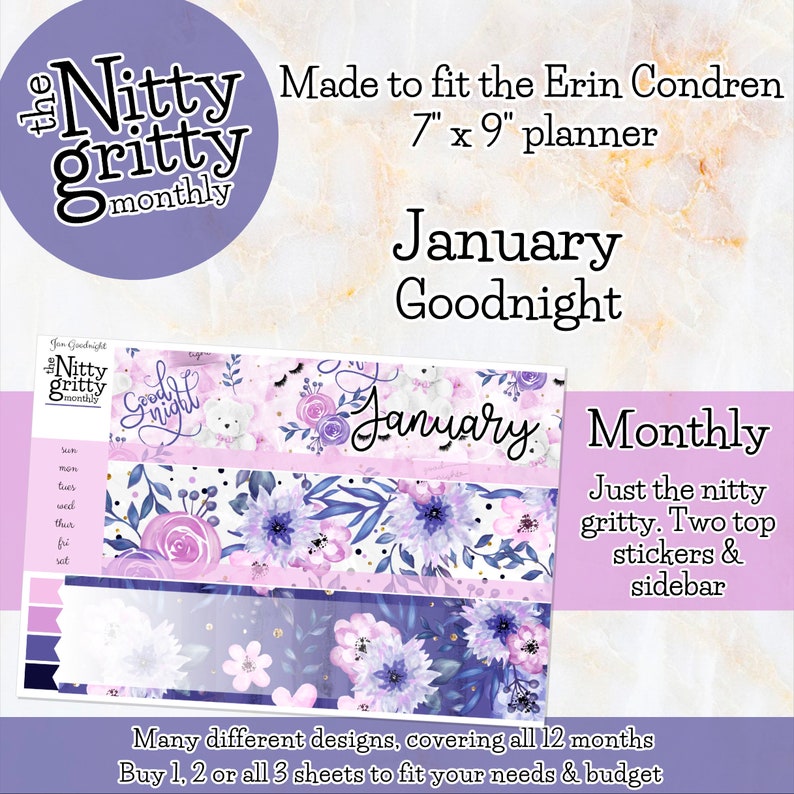 January Goodnight the Nitty Gritty Monthly Erin Condren - Etsy