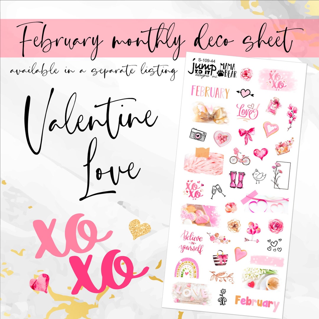 Valentine Love Deco Sheet - Planner Stickers (S-109-44) - Etsy