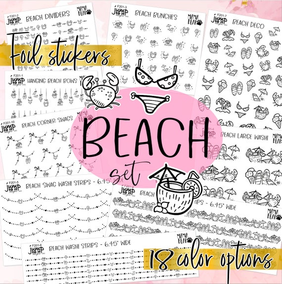 Foil Theme Collection BEACH Washi Swags Tabs Deco | Etsy
