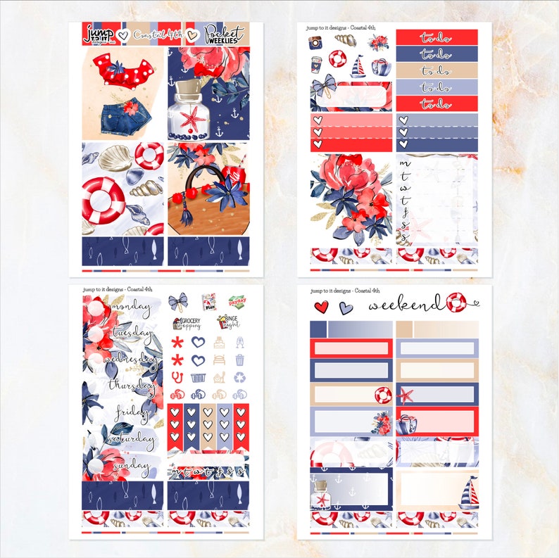Coastal 4th - POCKET Mini Weekly Kit Planner Stickers - Etsy