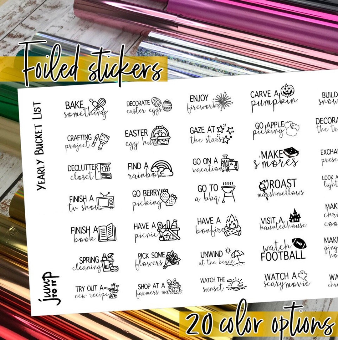 FOIL Bucket List YEARLY Planner Stickers (F-106) - Etsy