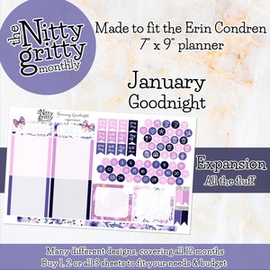 January Goodnight - the Nitty Gritty Monthly - Erin Condren Vertical Horizontal - Etsy