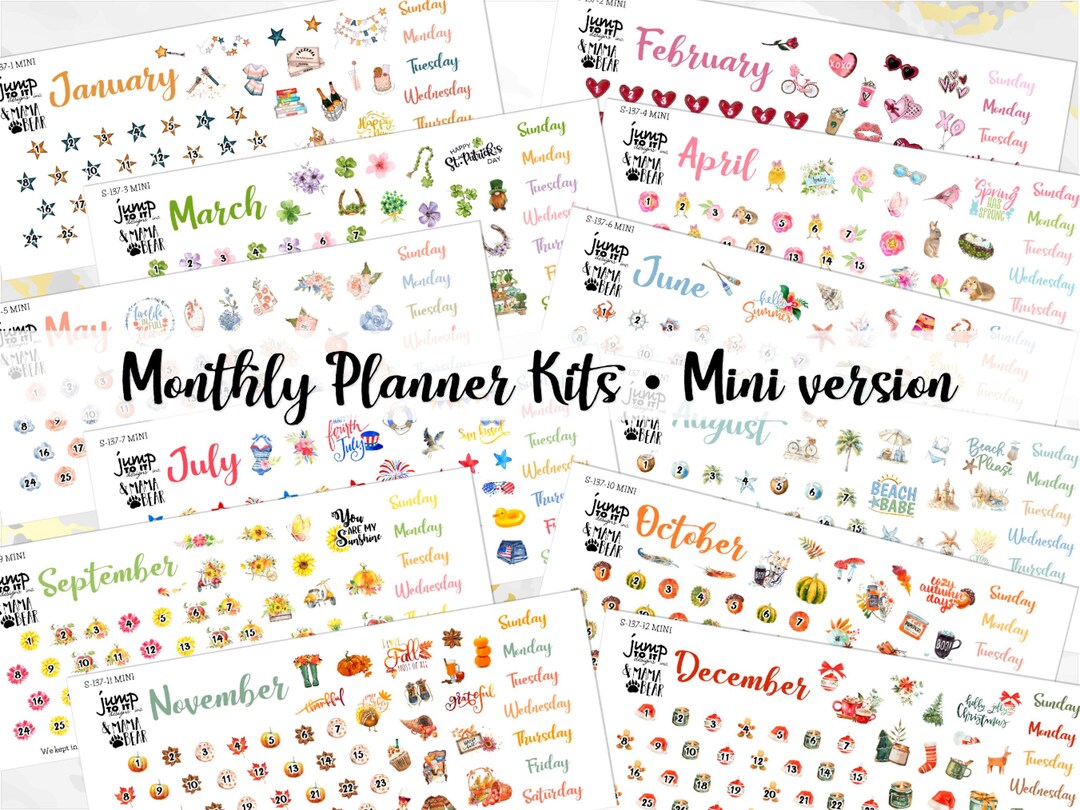 Monthly Planner MINI Kits - Whole Year 12 Months Jan-dec (S-137/8 Mini ...