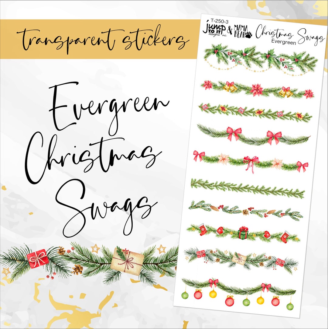 Holiday Christmas Evergreen Swags Sheet - Planner Stickers (T-250-3) - Etsy