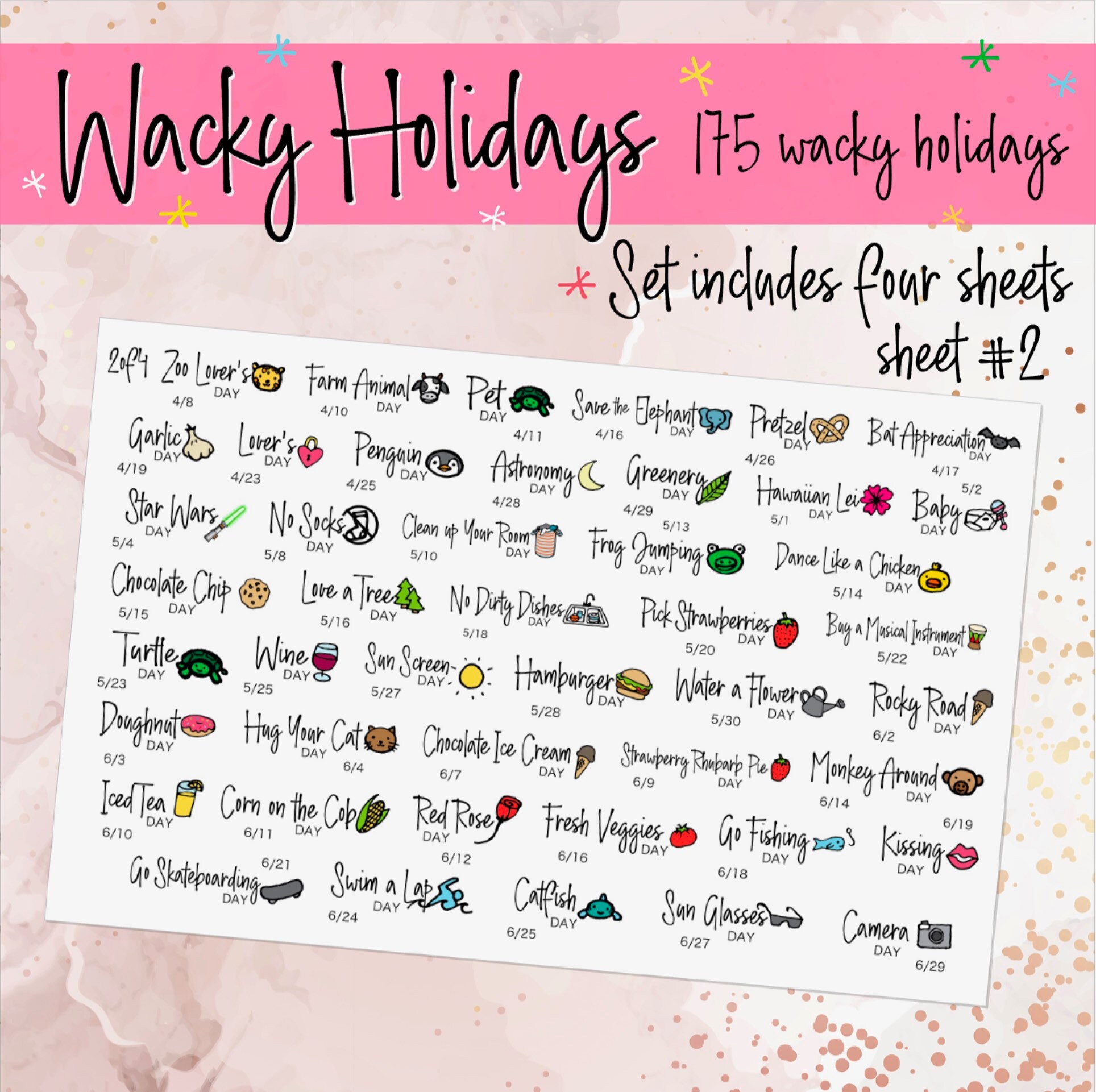 Wacky Holiday Icon Planner Stickers Calendar (S-115-3) - Etsy