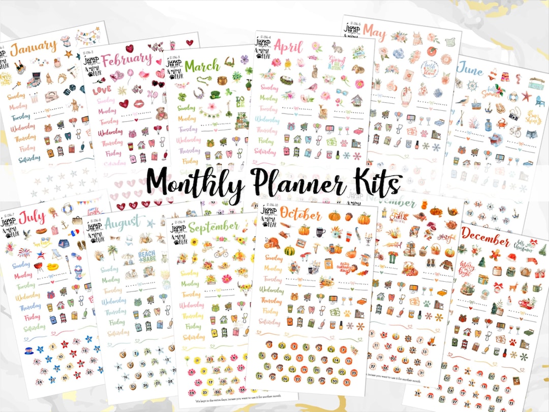Monthly Planner Sticker Kits- Whole Year 12 Months Jan-dec (S-136/8) - Etsy