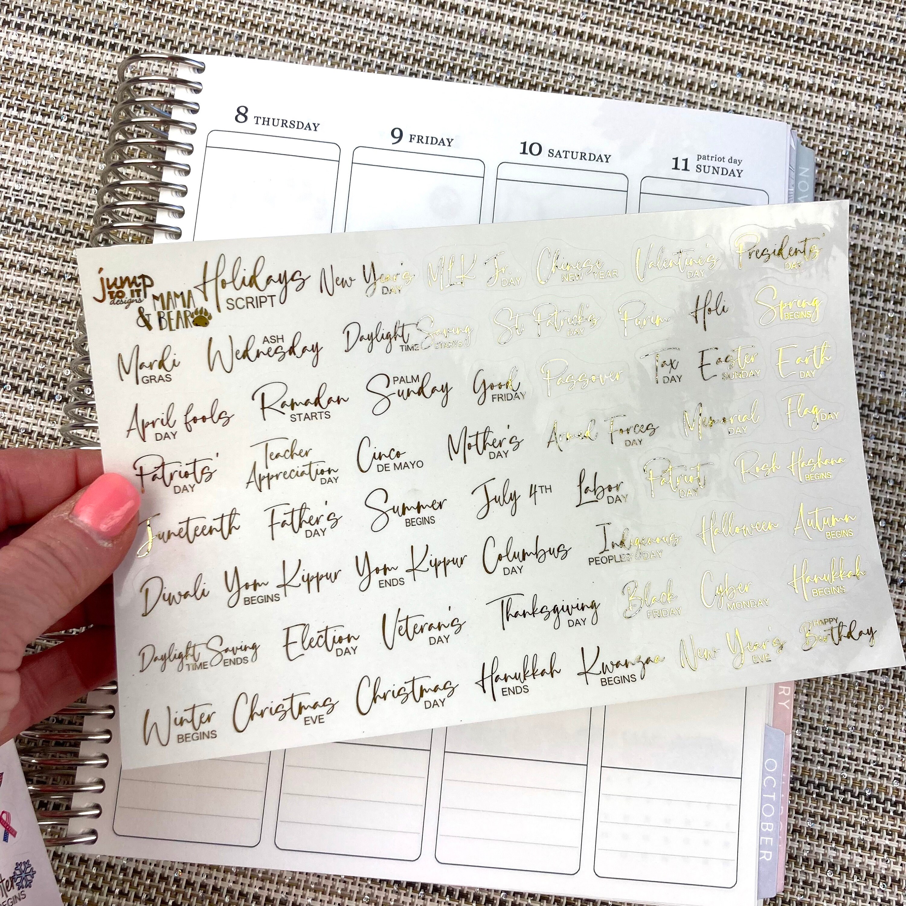 FOIL Holiday Script Planner Stickers Calendar F-142 - Etsy