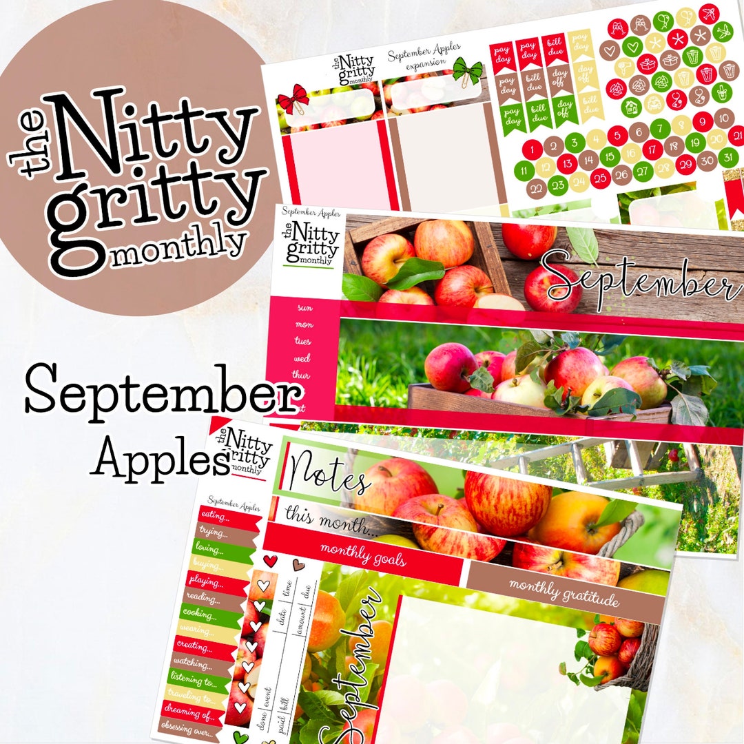 September Apples - the Nitty Gritty Monthly - Erin Condren Vertical ...