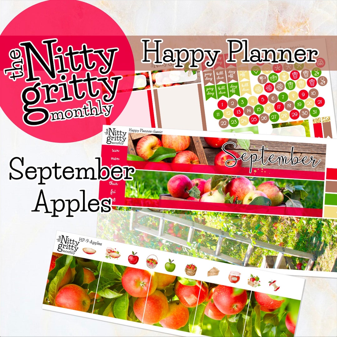 September Apples - the Nitty Gritty Monthly - Happy Planner Classic - Etsy