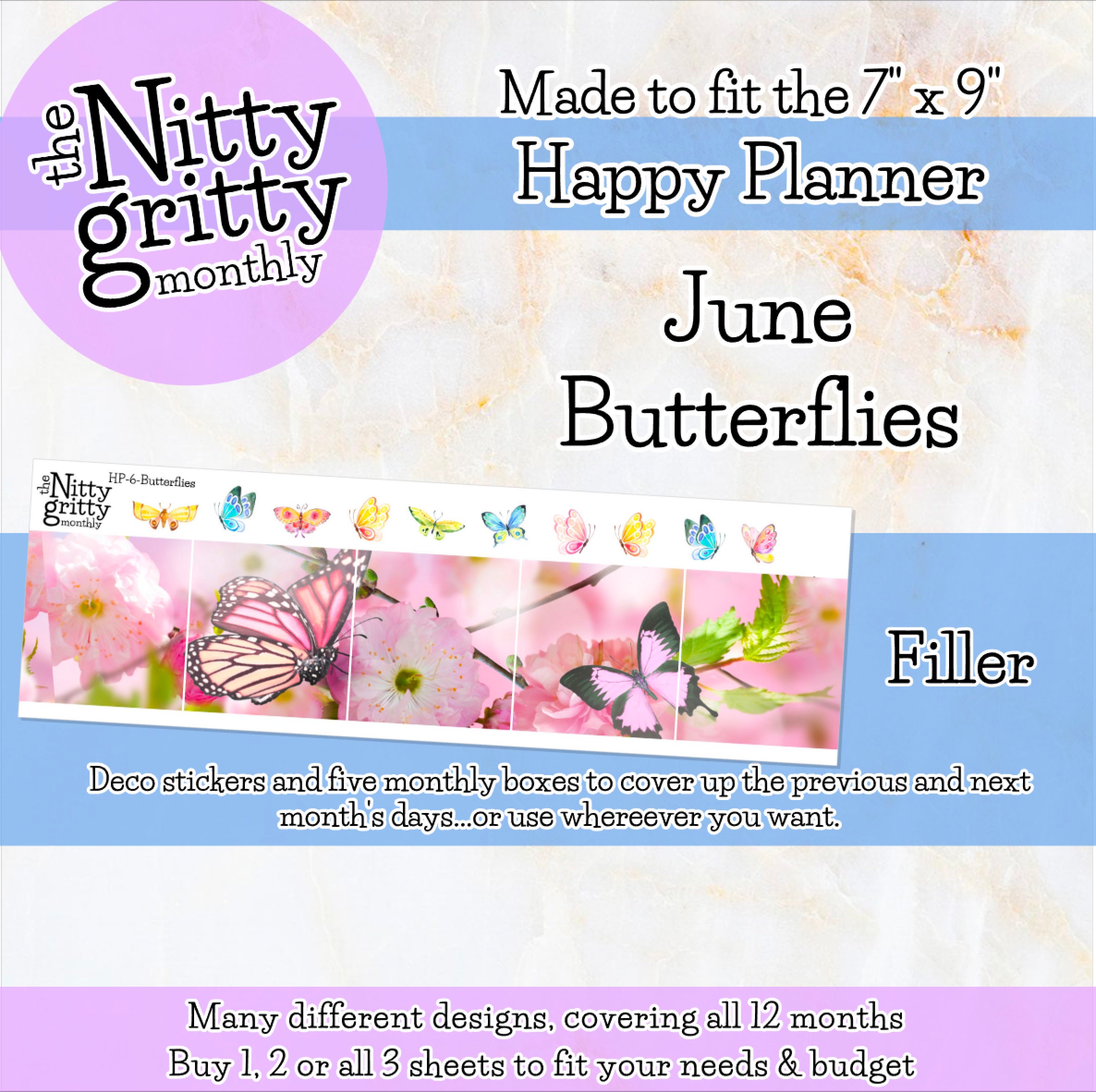 June Butterflies the Nitty Gritty Monthly Happy Planner - Etsy