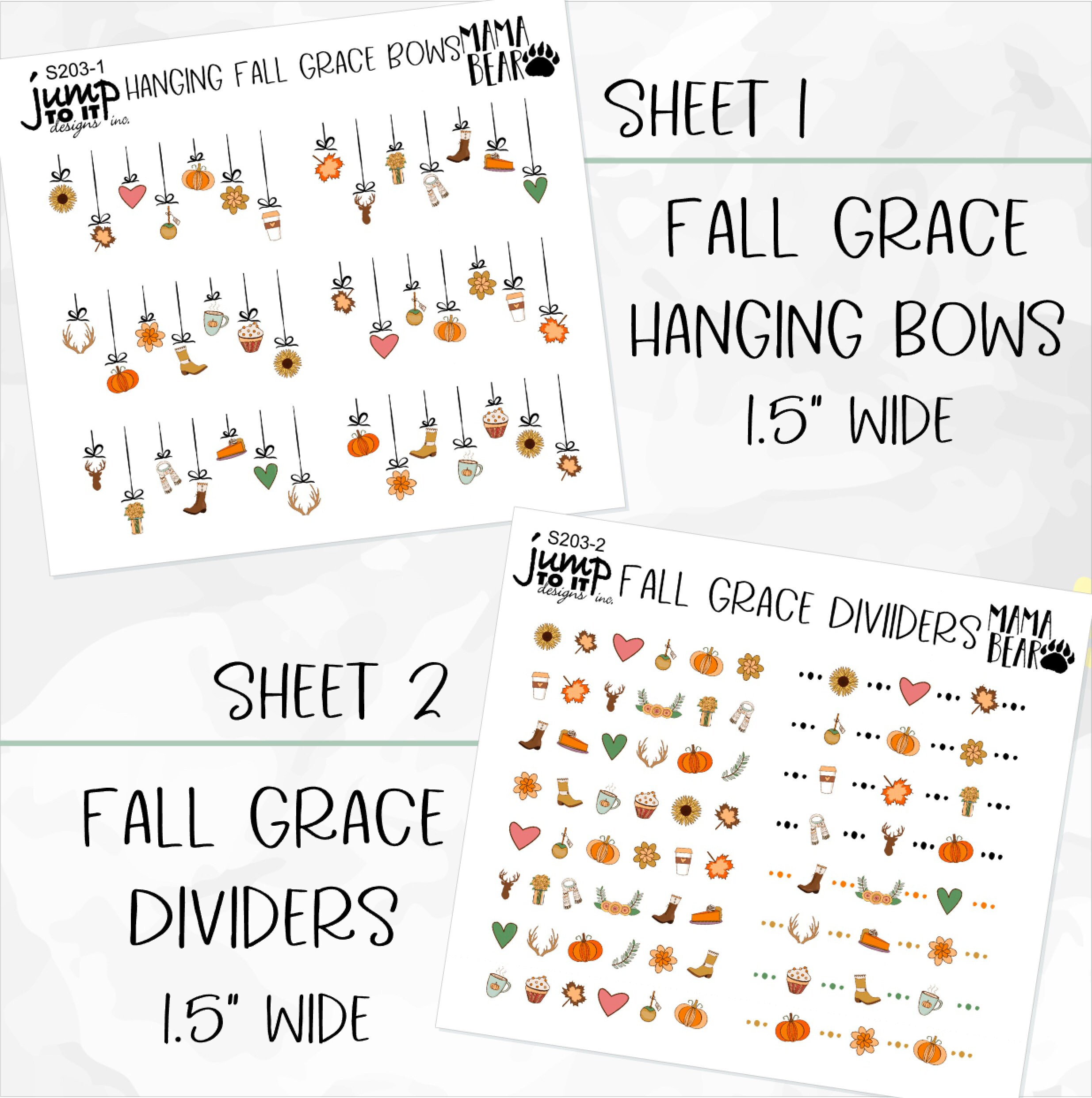 FALL GRACE - Sticker Theme Collection - Washi, Swags, Tabs, Deco (T-203 ...