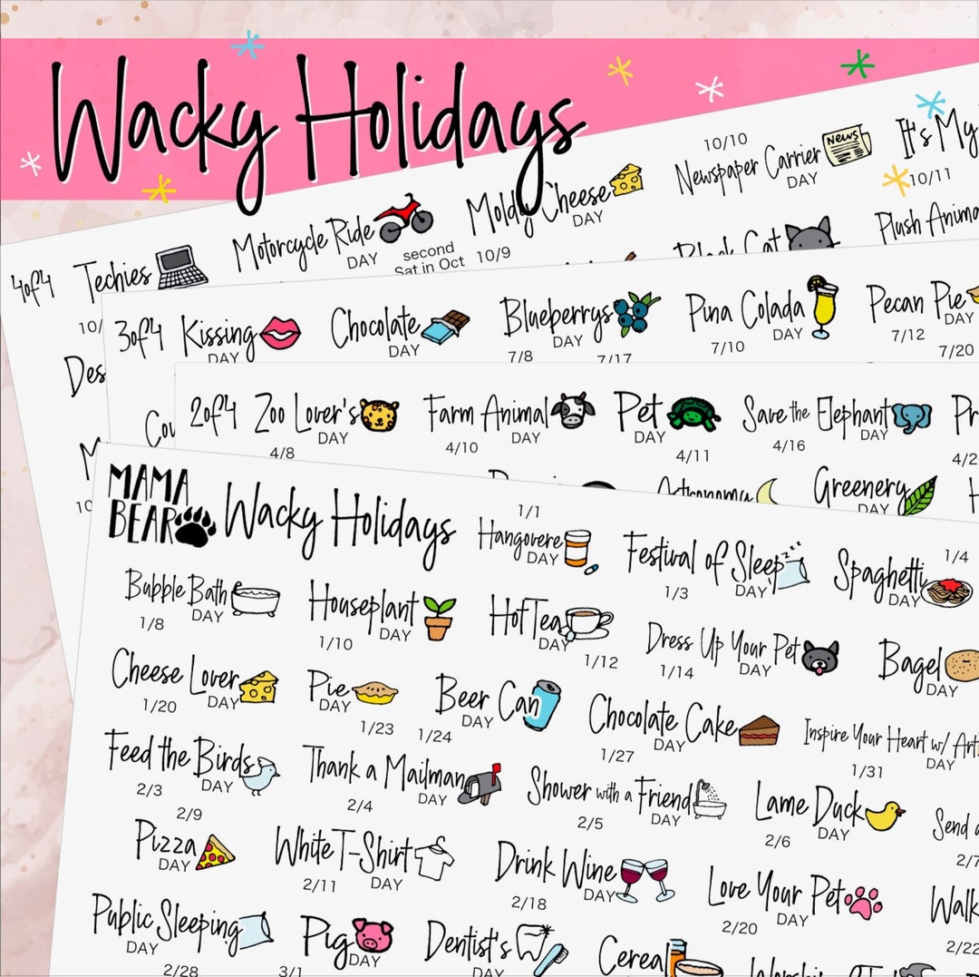 Wacky Holiday Icon Planner Stickers Calendar (S-115-3) - Etsy
