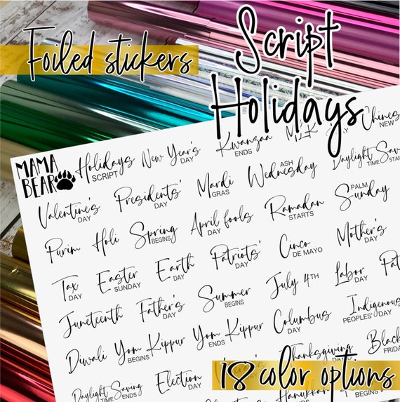 Paper & Party Supplies Holiday script planner stickers HOLIDAY STICKERS ...